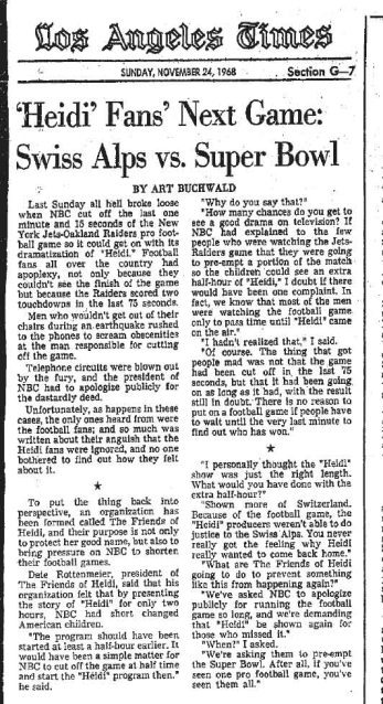 November 17, 1968 The Heidi Bowl – Historical Easter Eggs – Today in ...